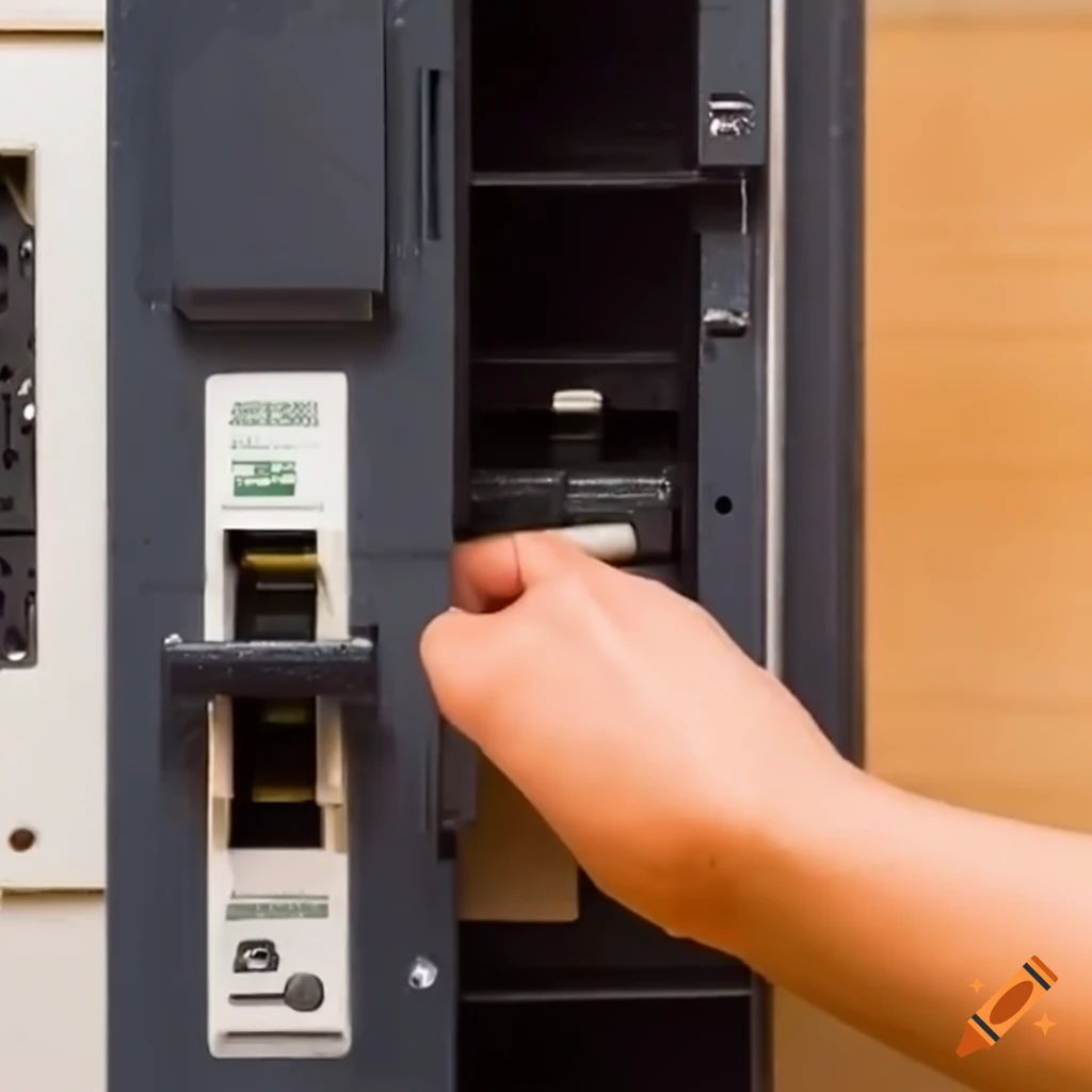 Close up of a main breaker being shut off on Craiyon