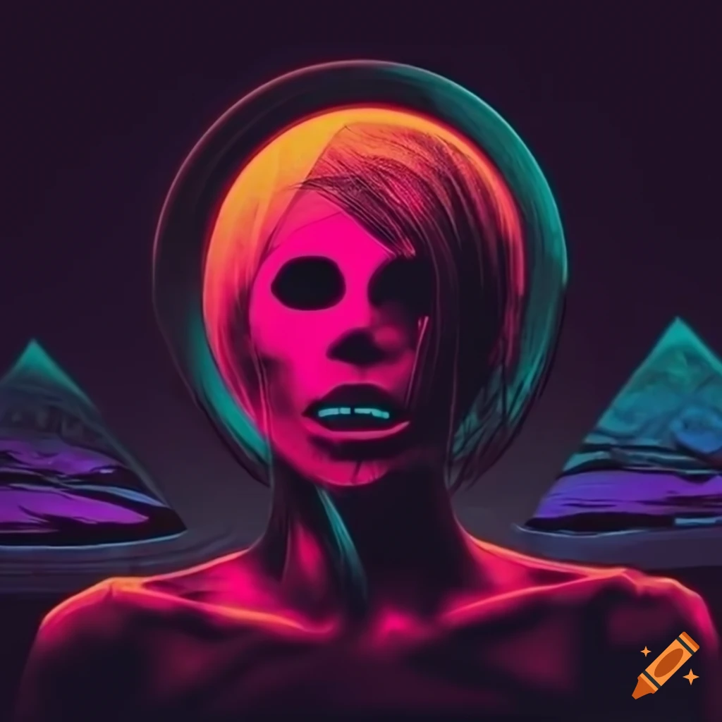 Music band synthwave logo with a dark style on Craiyon