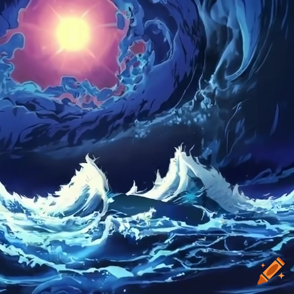 Tidal wave anime on Craiyon