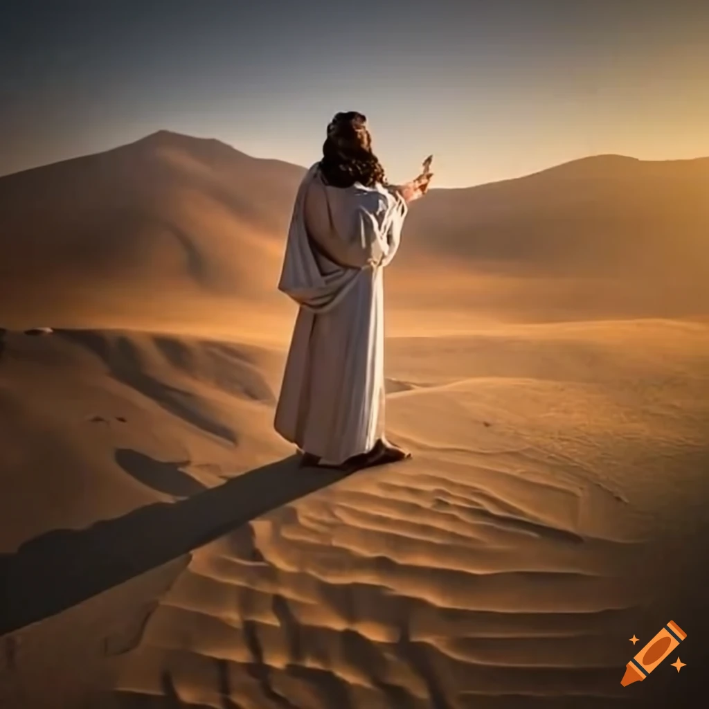 Jesus preaching in galilee with good versus evil in the desert ...
