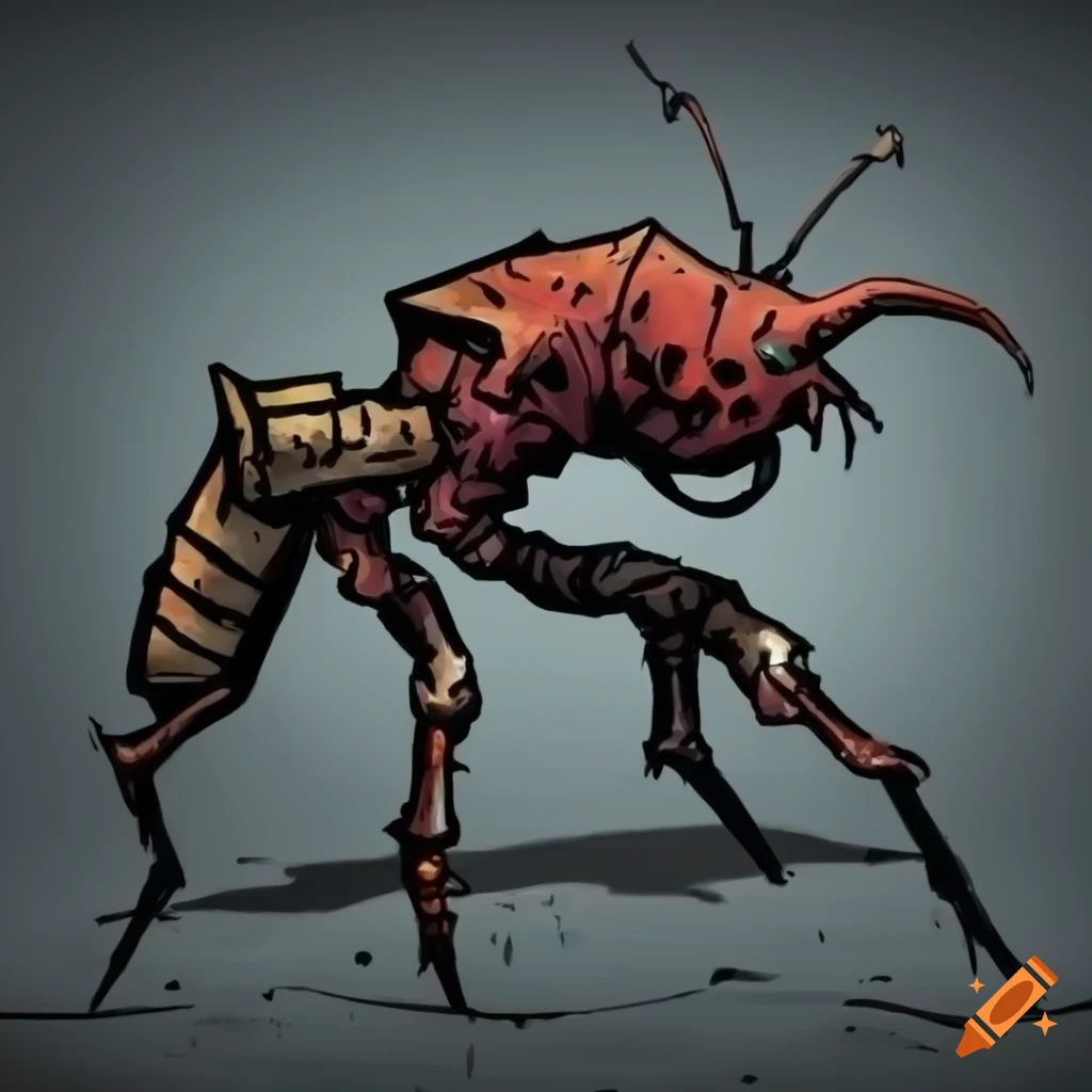 Alien-ant-beetle creature with lobster claws in a side view, inspired ...