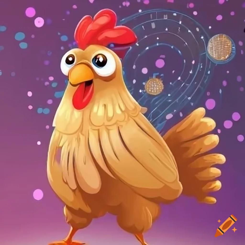 Adorable cartoon chicken dancing in a disco on Craiyon