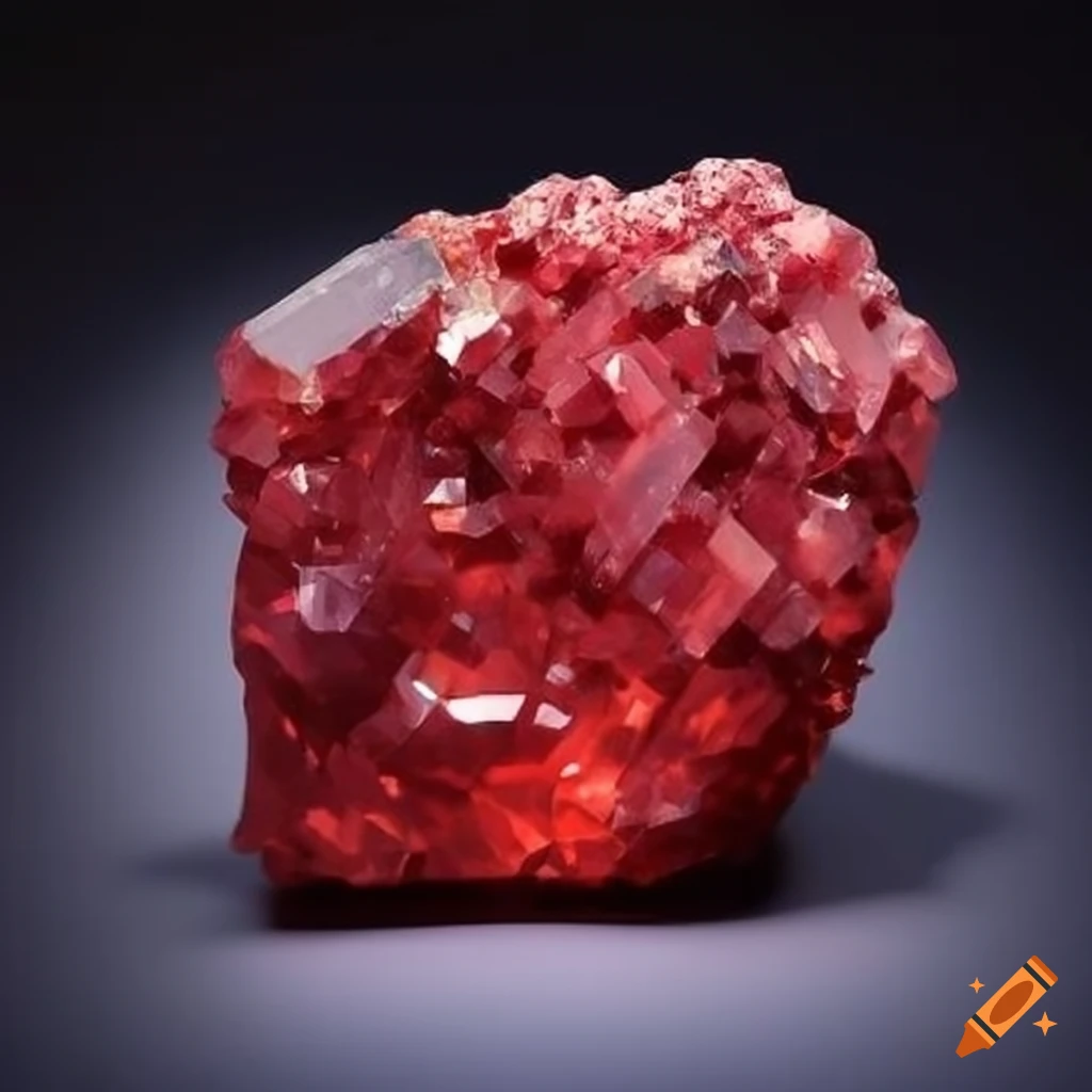 Red glowing cryptonite gem with a bumpy texture on Craiyon