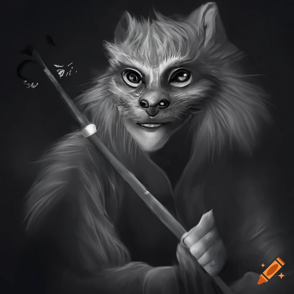 Enchanted bobcay tabaxi wizard with glowing staff casting a spell on ...