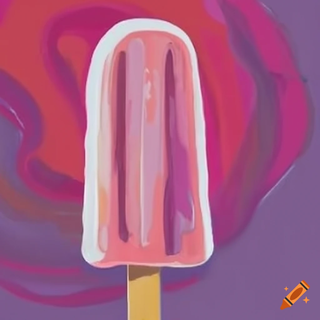 Delightful pink popsicle with white outline on Craiyon