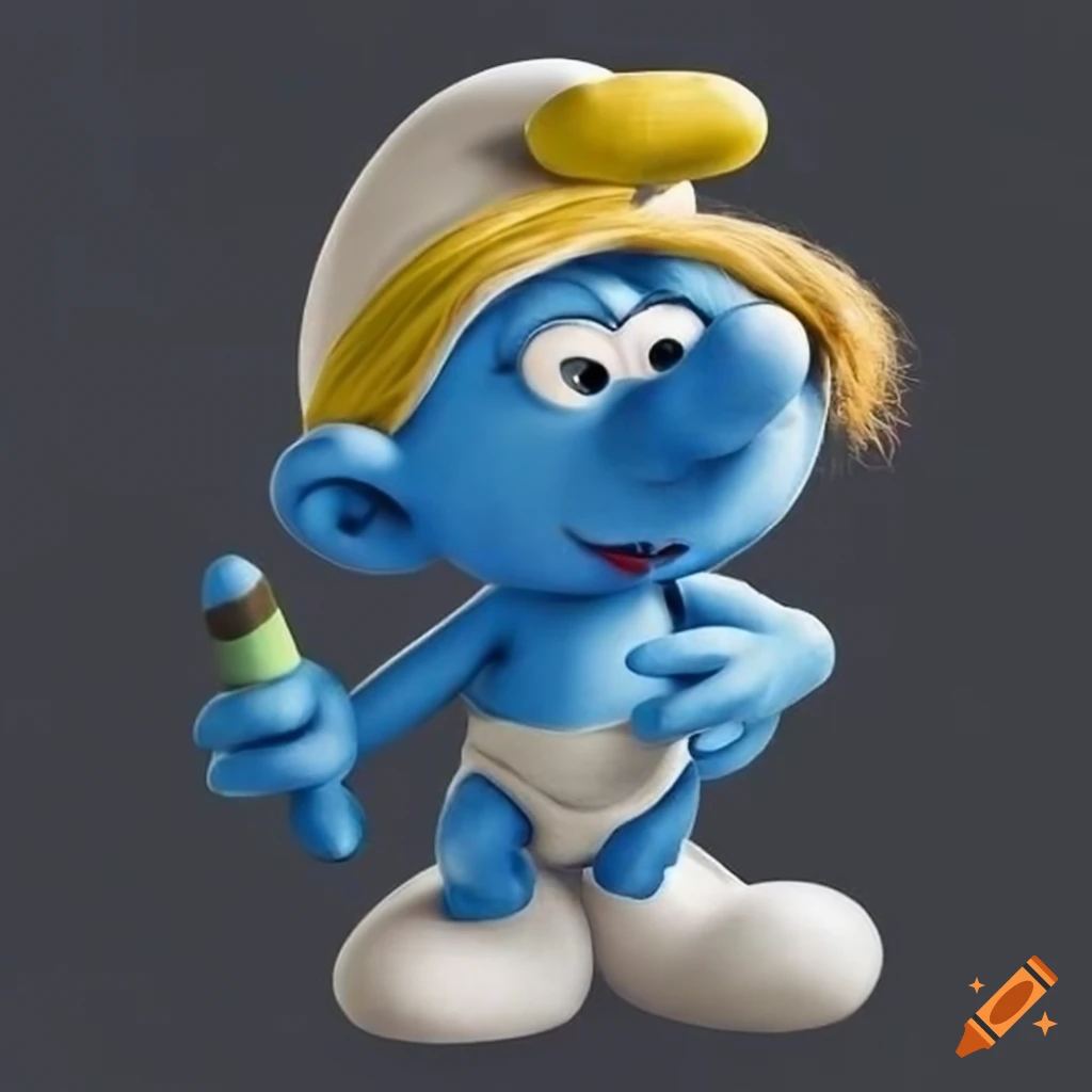 Smurf character with crayon-colored skin on Craiyon