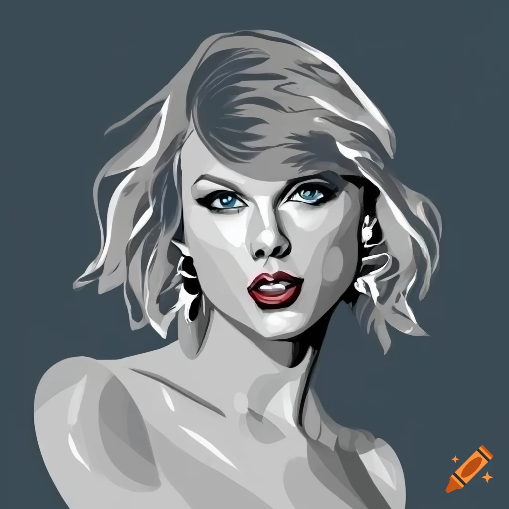Taylor swift with diamond earrings in black and white vector art on Craiyon