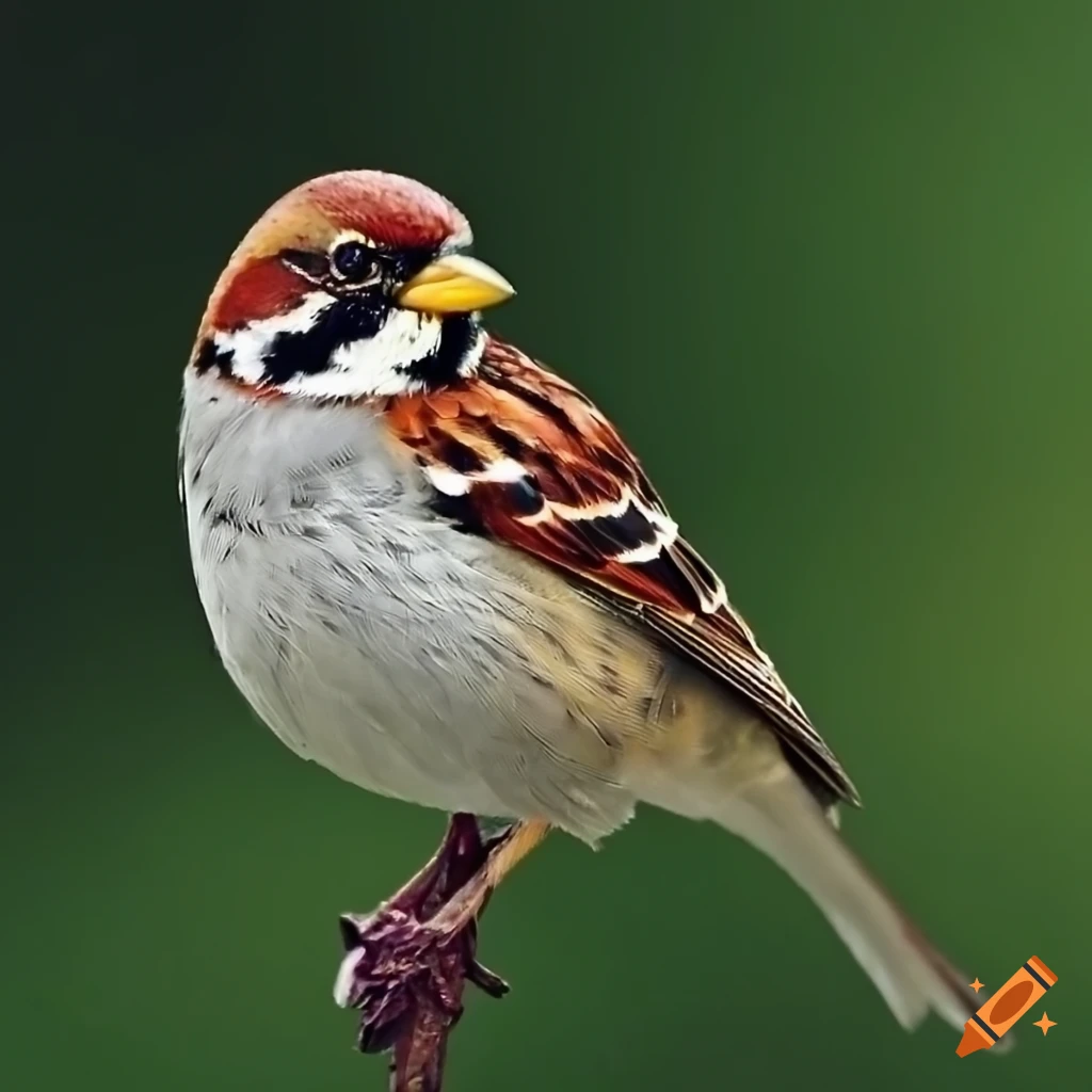 Intricate and colorful design of sparrows on Craiyon