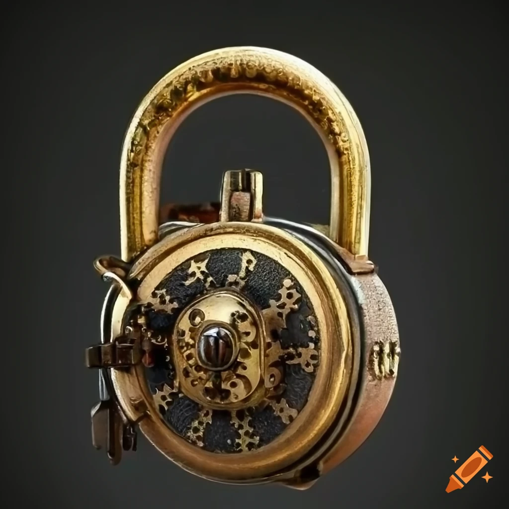 Unique steampunk combination lock design on Craiyon