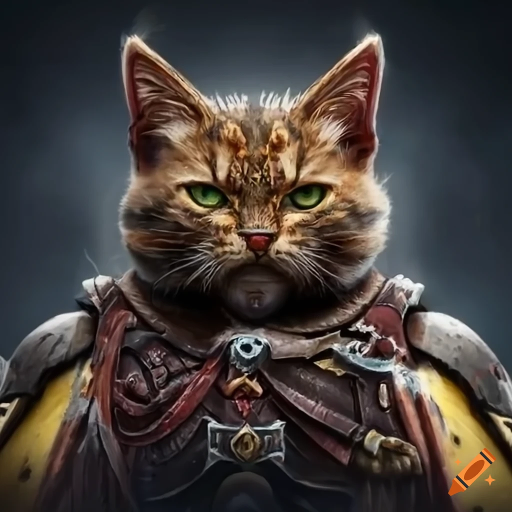 Cat warrior in warhammer on Craiyon