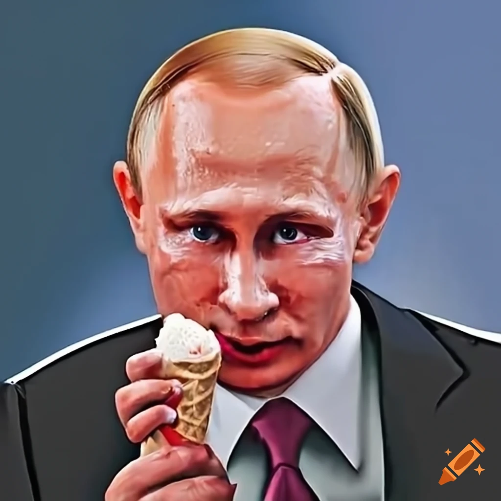 Putin enjoying an ice cream on Craiyon