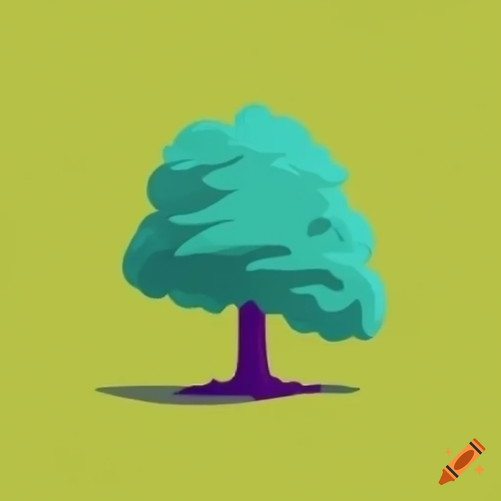 Simple cartoon-style tree with two-color variation on Craiyon