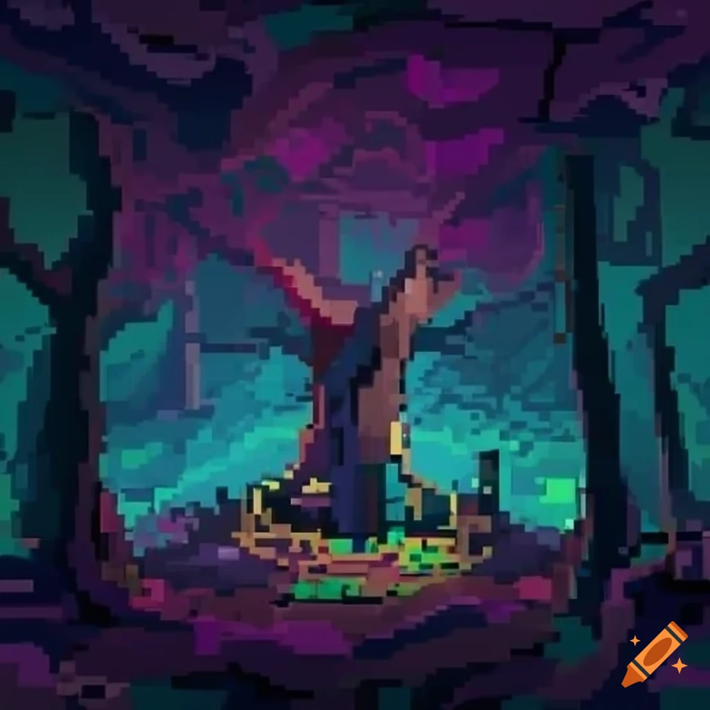 Immersive roguelike game with abstract pixel art design on Craiyon