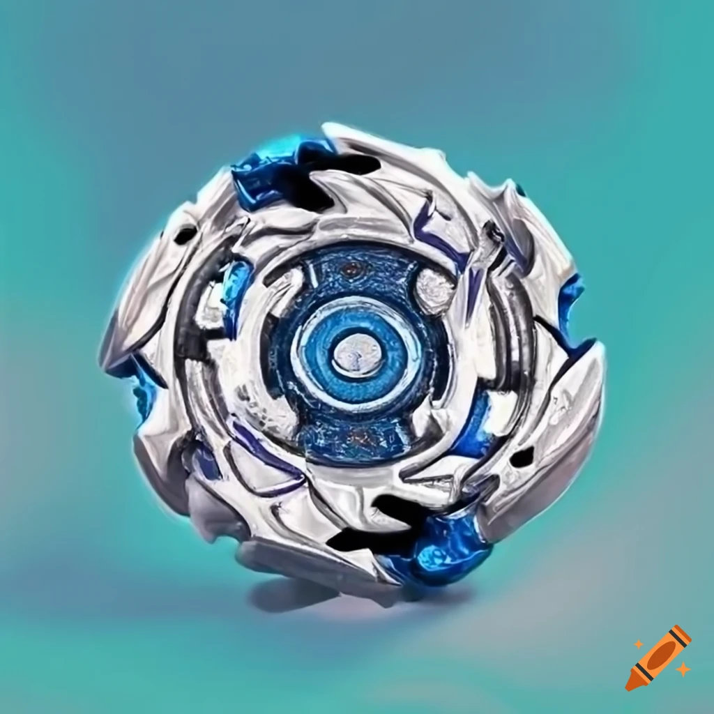 White round beyblade with sky blue accents on Craiyon