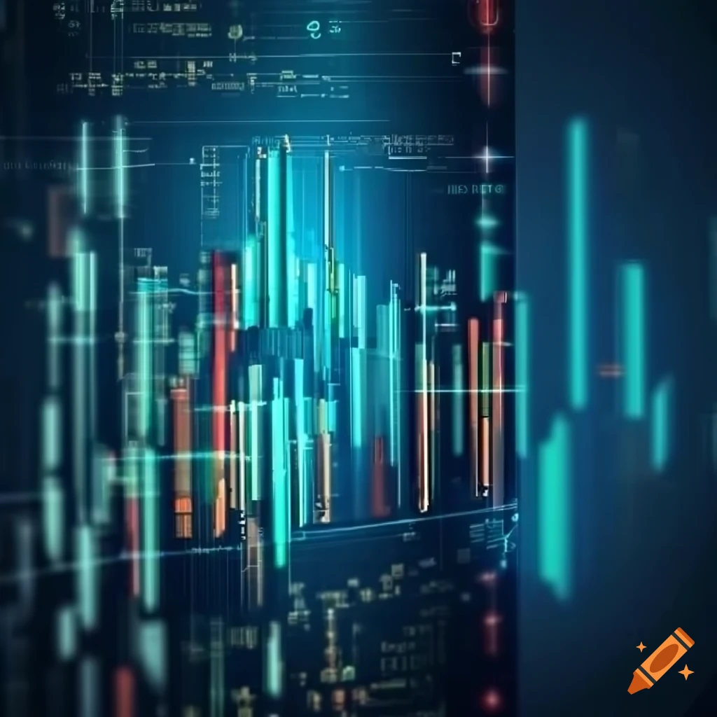 Complex stock market algorithms and index trends visualization on Craiyon
