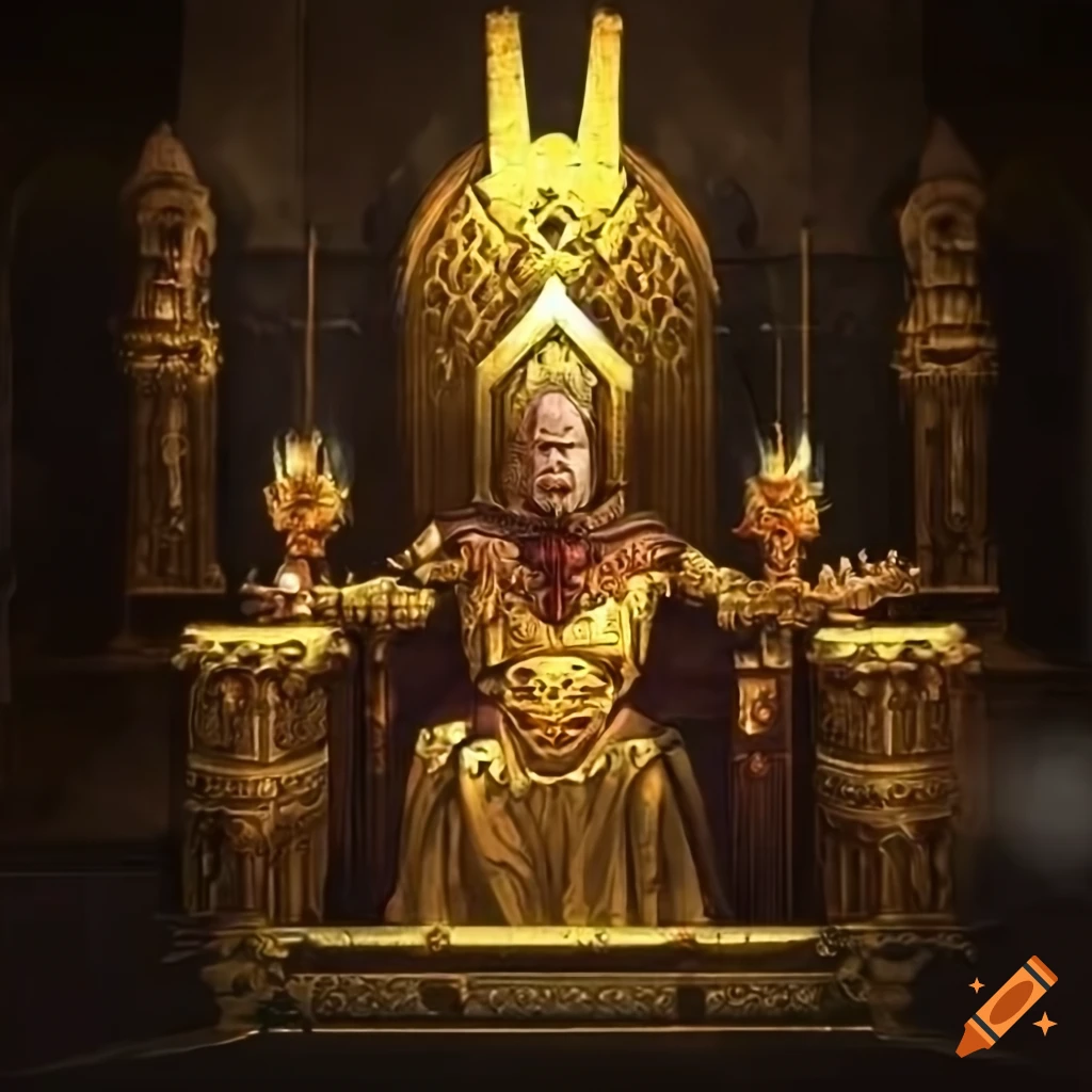 God Emperor on his throne in a cathedral of gold, Blackstone, and souls ...