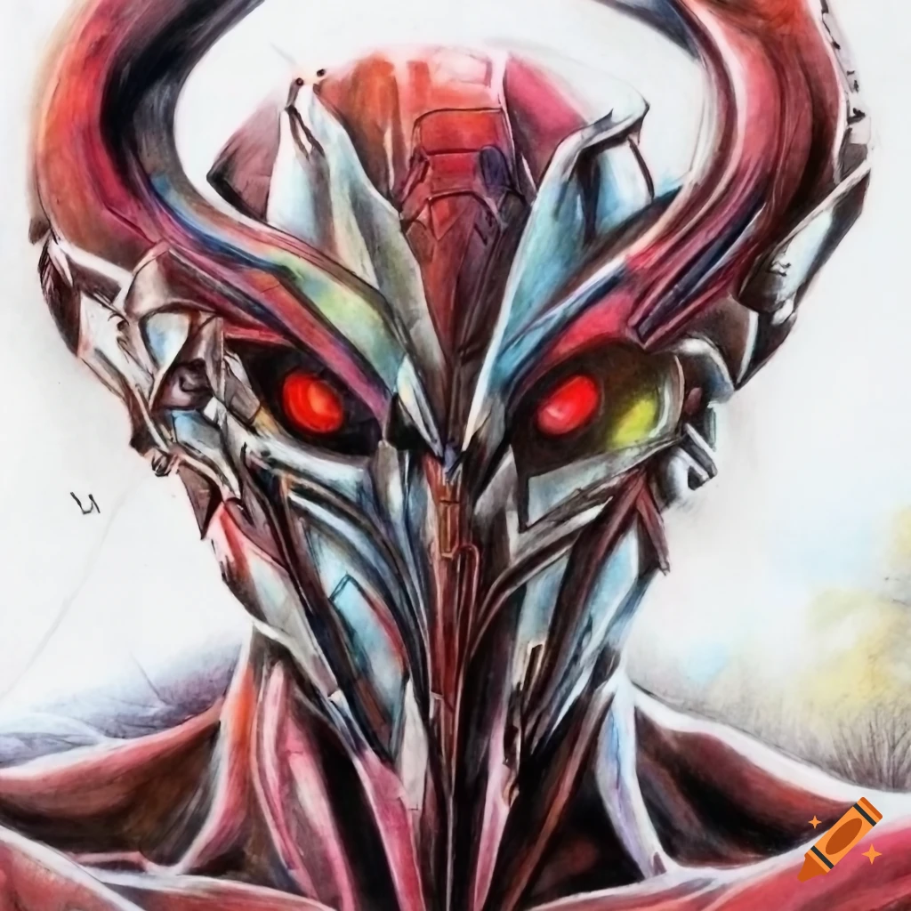 Colored pencil art of Ultron or Zetman character on Craiyon