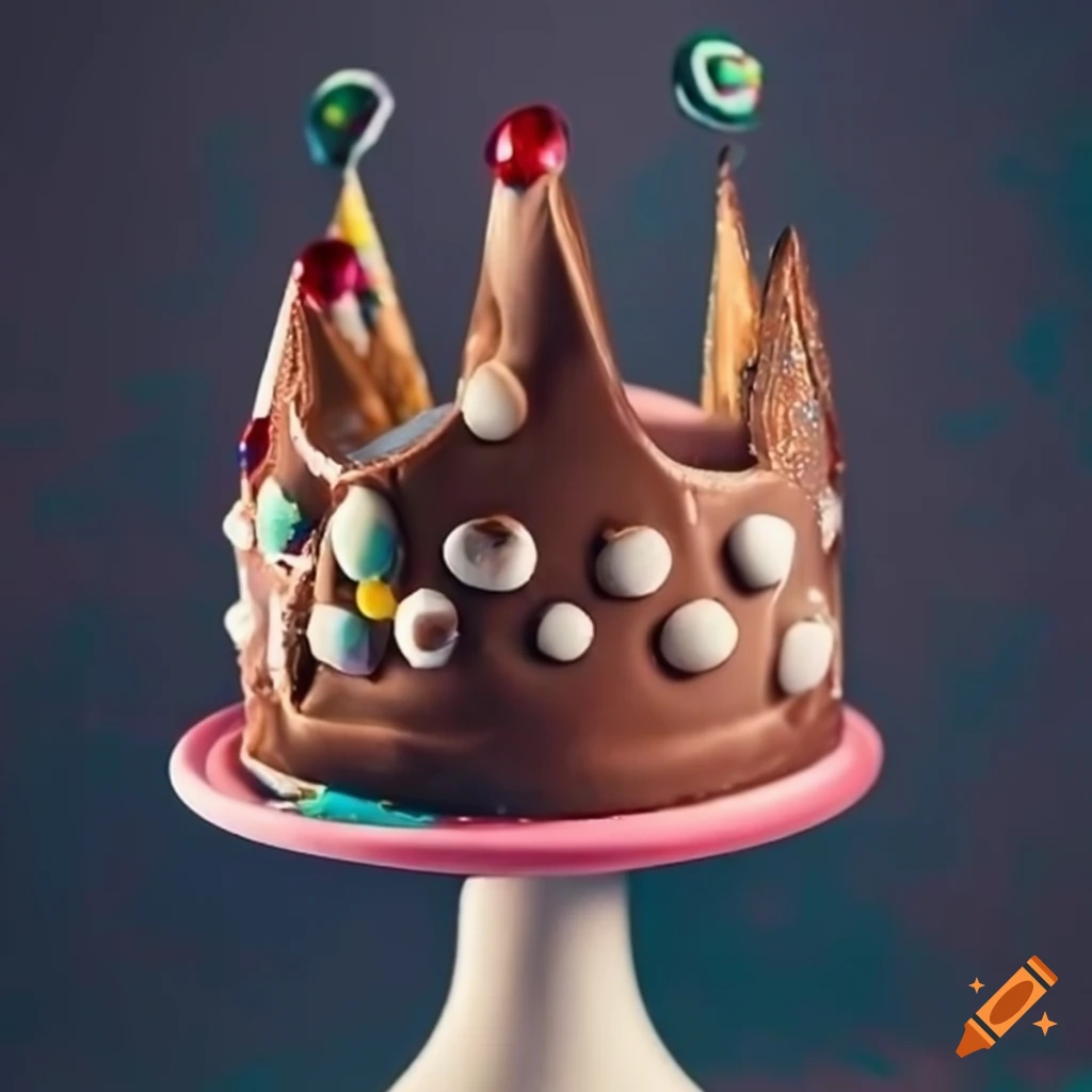 Candy and chocolate covered crown for celebration on Craiyon