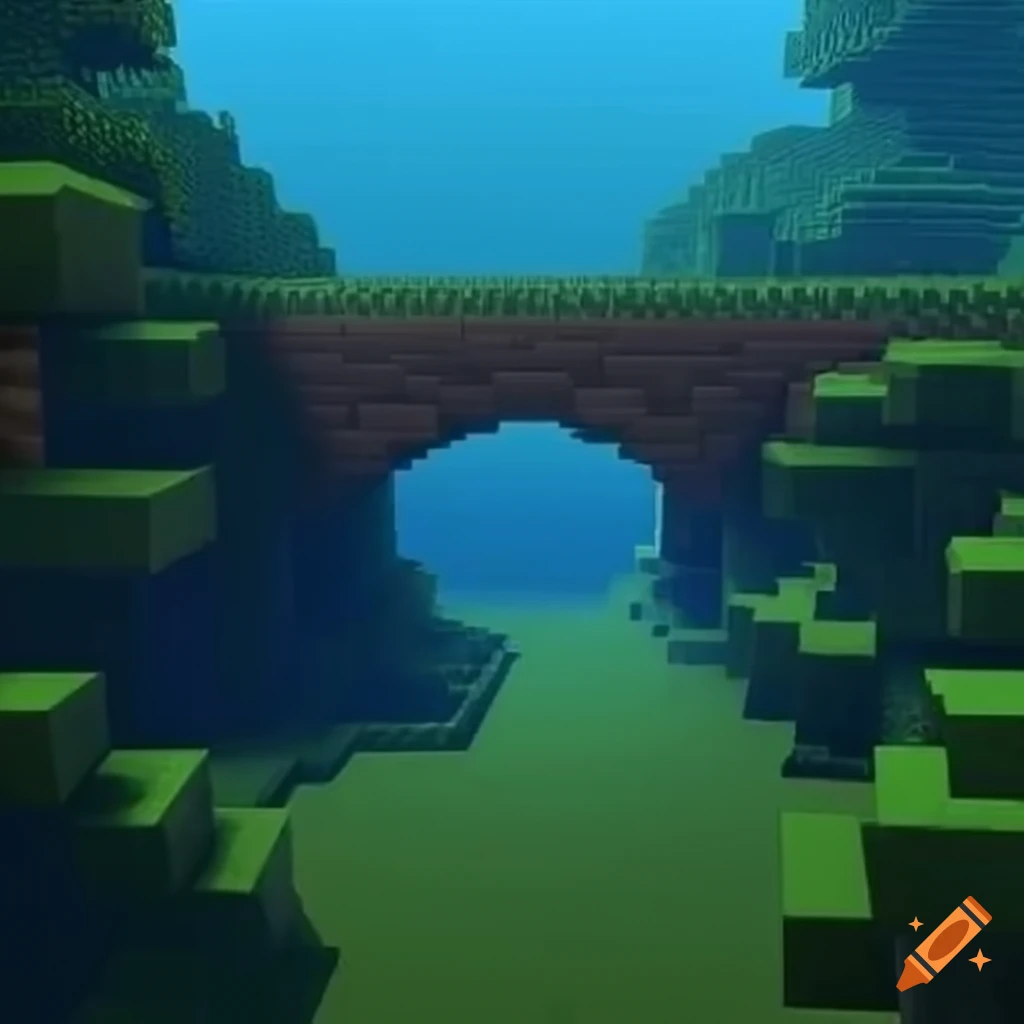 Créez un schéma d'un pont fantastique pour minecraft on Craiyon