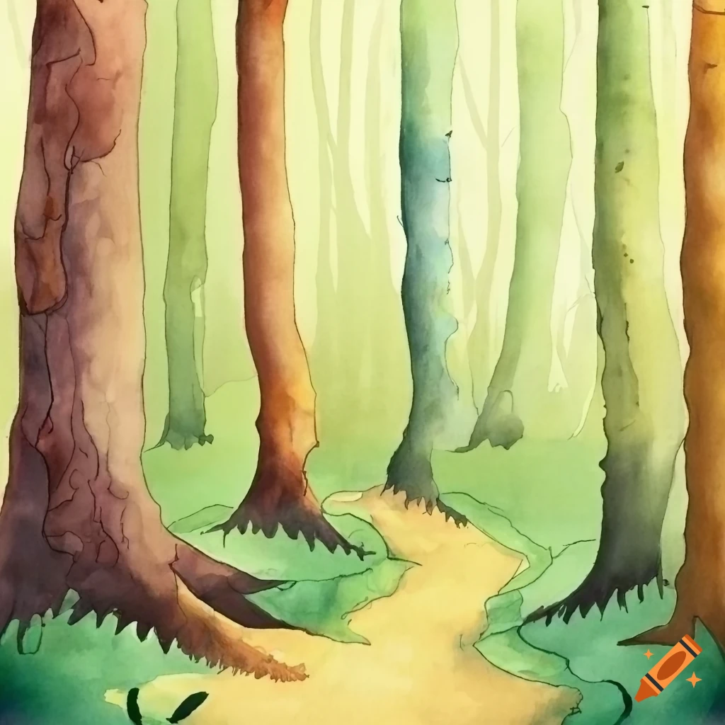 Forest watercolor drawing on Craiyon