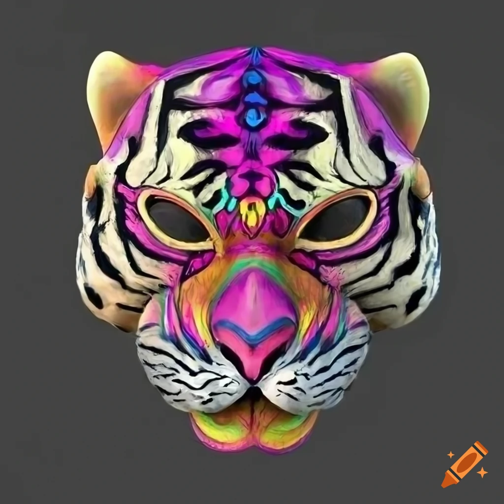 Psychedelic tiger mask art on Craiyon