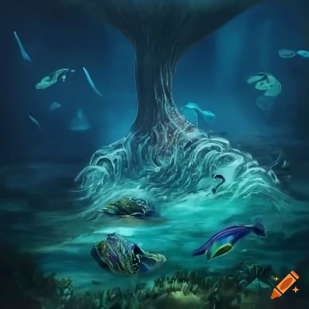 Enchanted underwater realm with vibrant fish and intricate coral in a ...