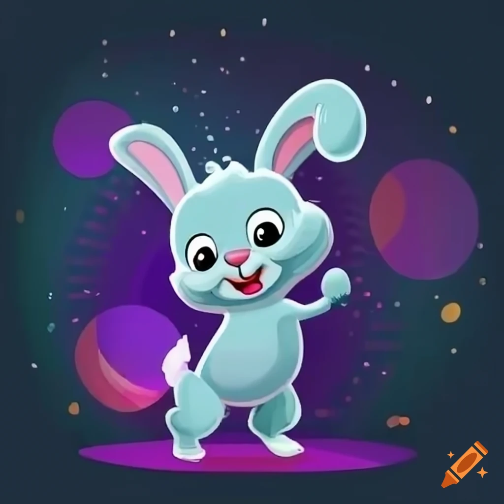 Adorable cartoon bunny dancing in a disco on Craiyon