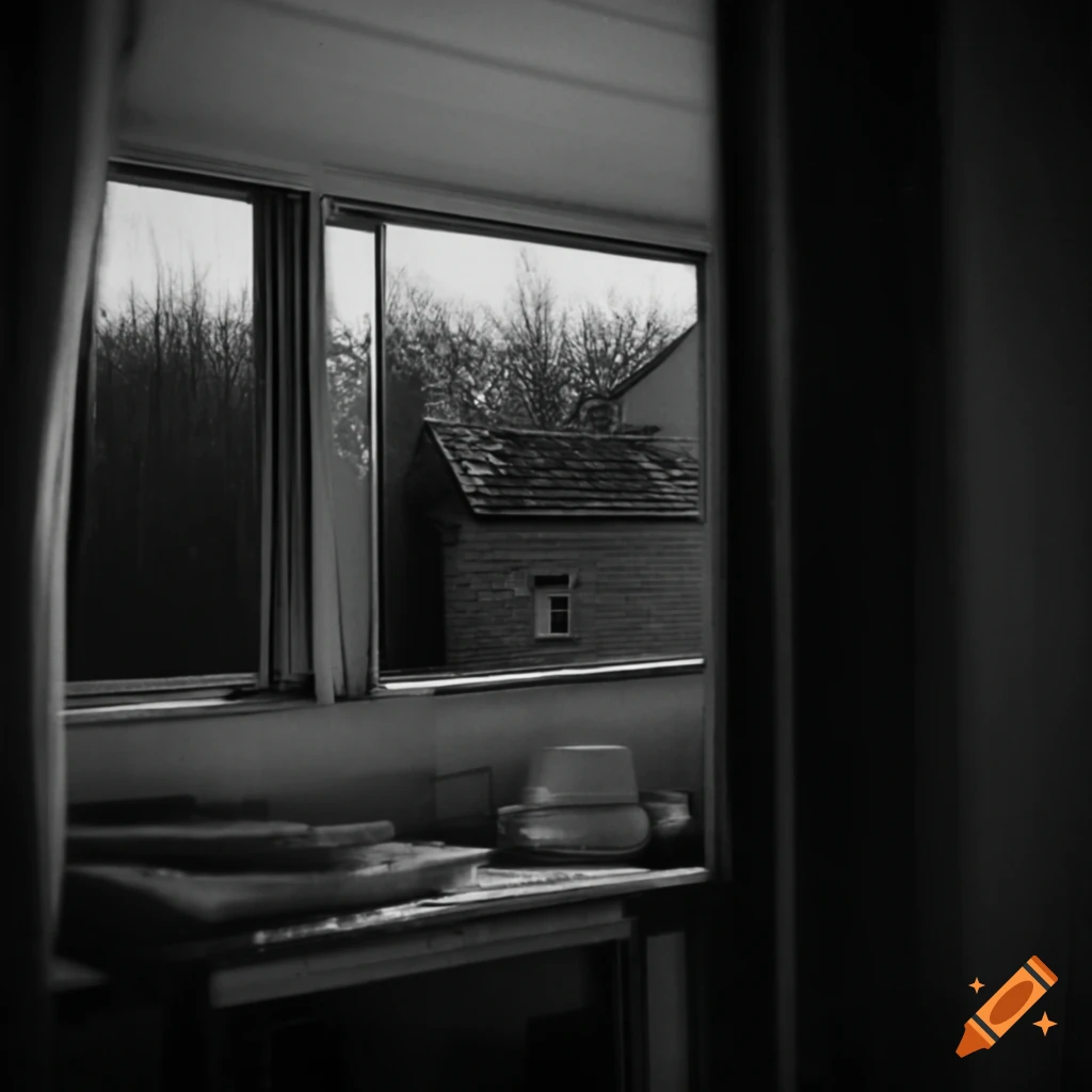 View of a house from a 1980s window perspective on Craiyon