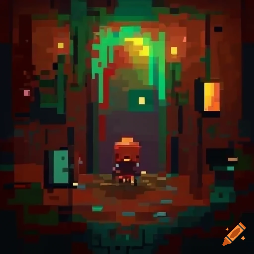 Immersive roguelike game with abstract pixel art design on Craiyon