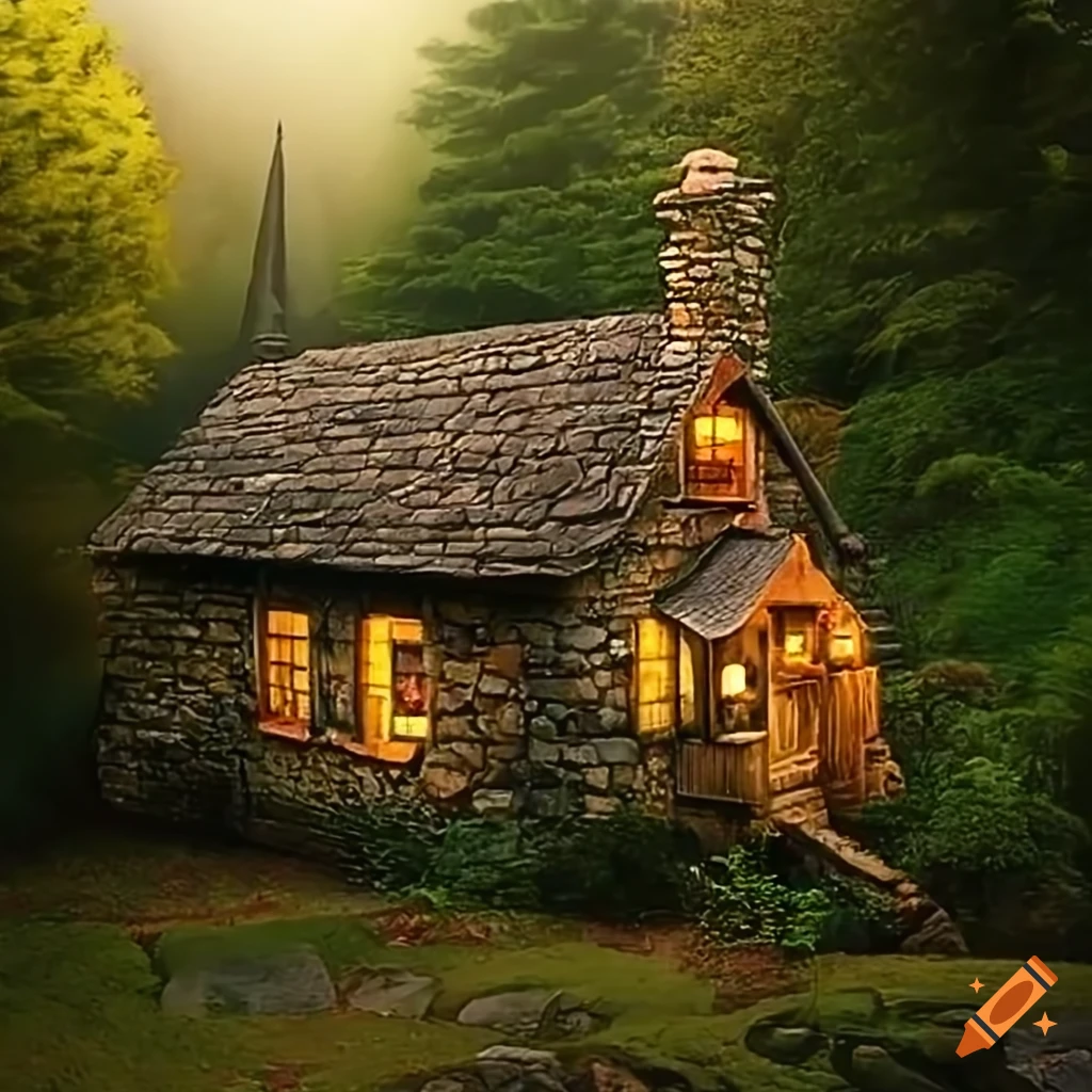 Forest stone cottage on Craiyon