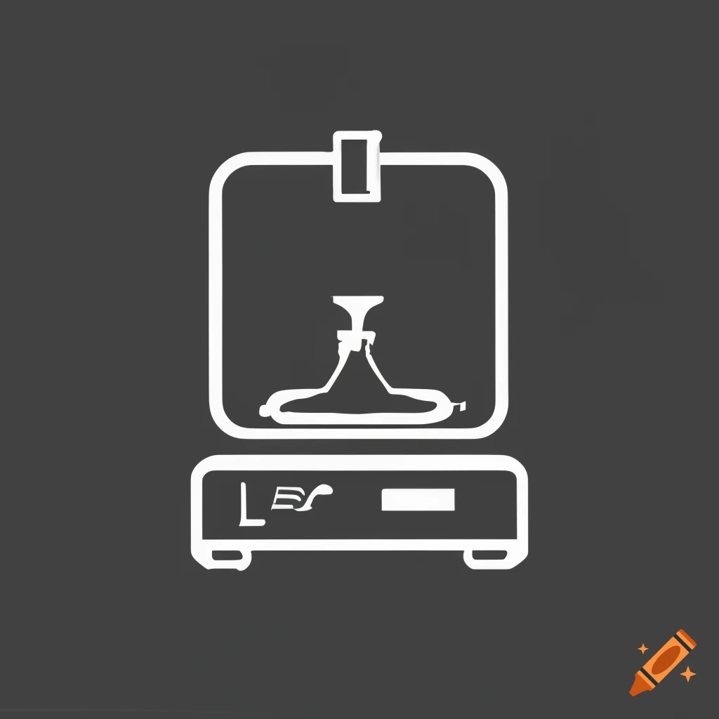 Minimalist black and white 3d printer icon on Craiyon