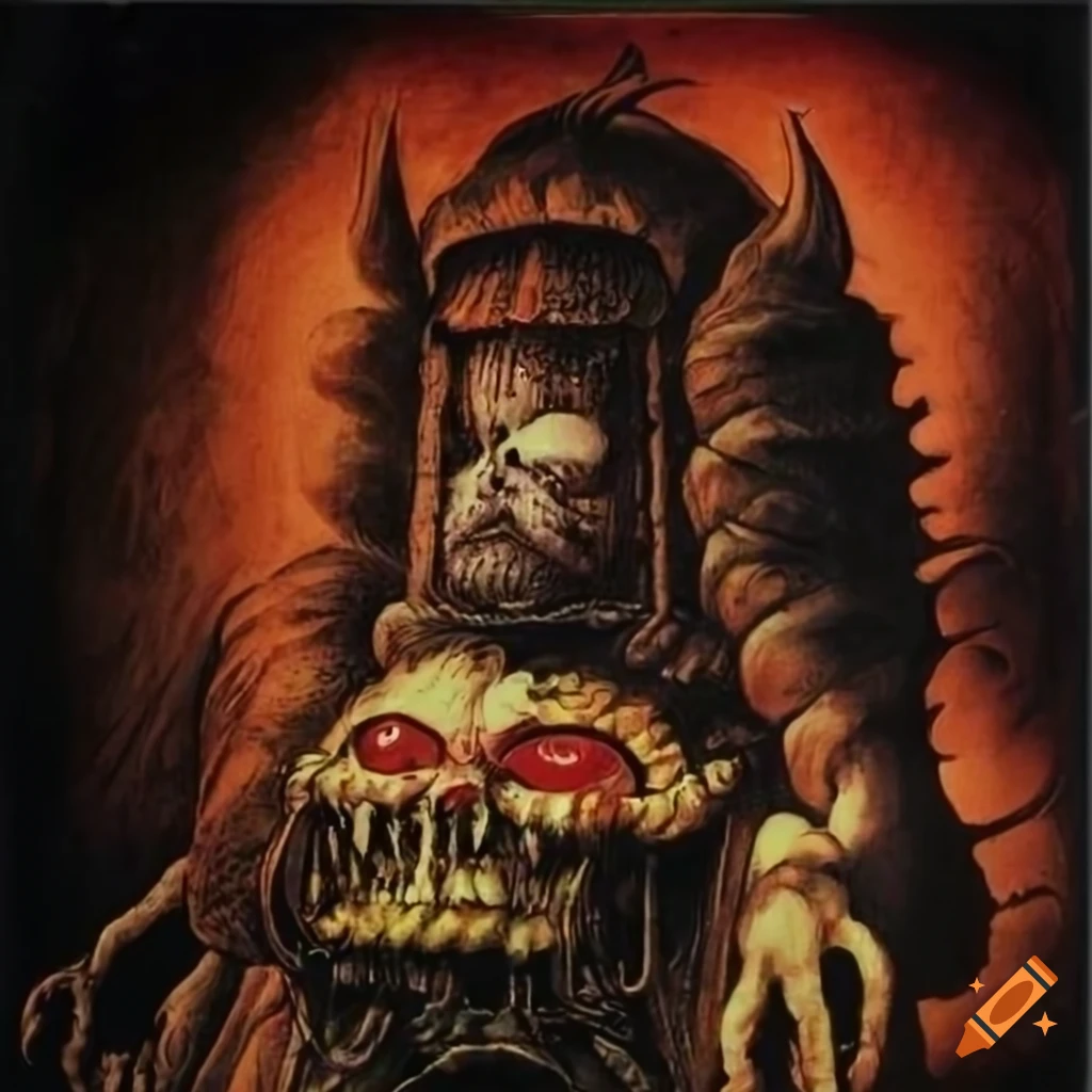 Garfield depicted as the king of hell, death metal album cover inspired ...