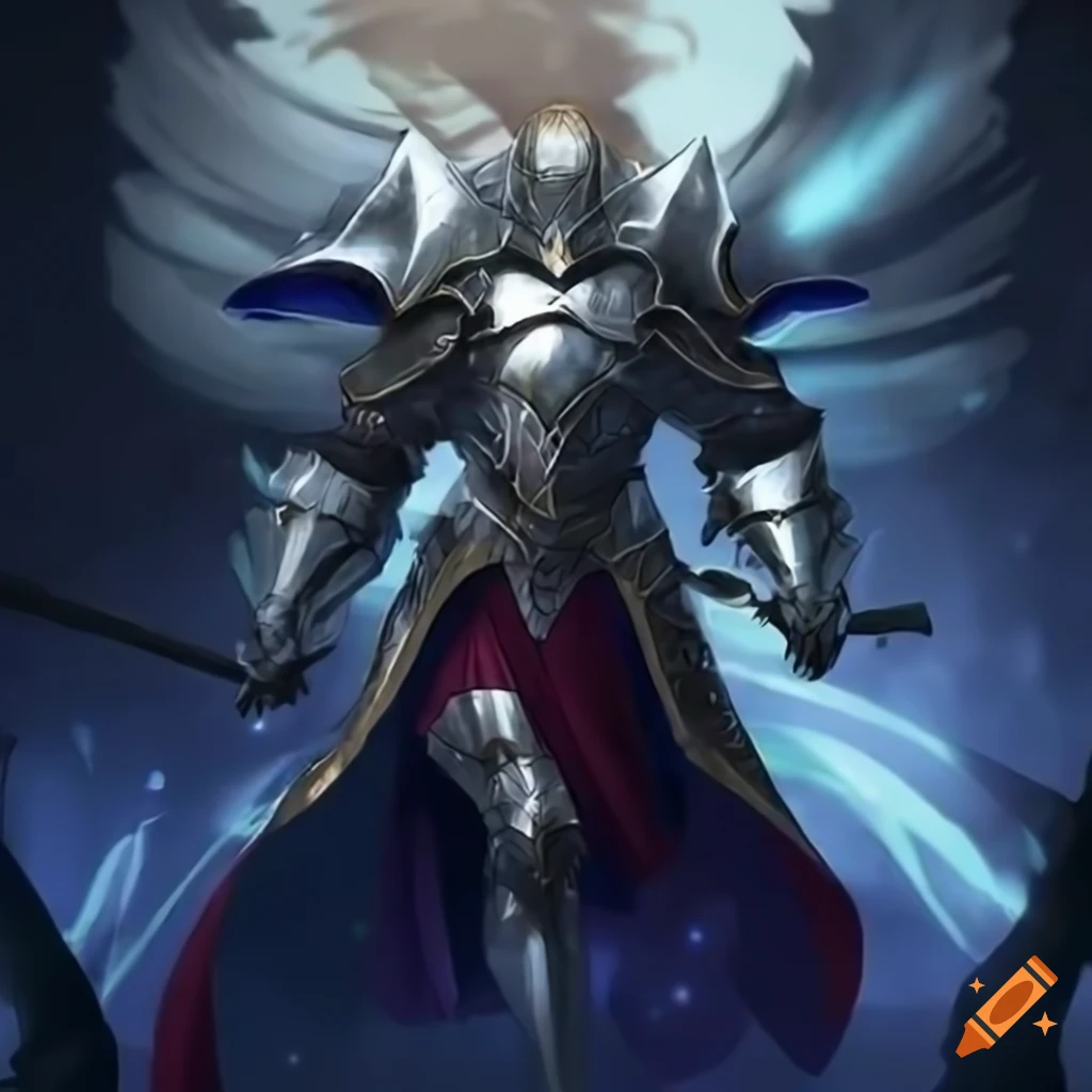 Anime holy paladin engaged in epic battle with hammer and shield on Craiyon