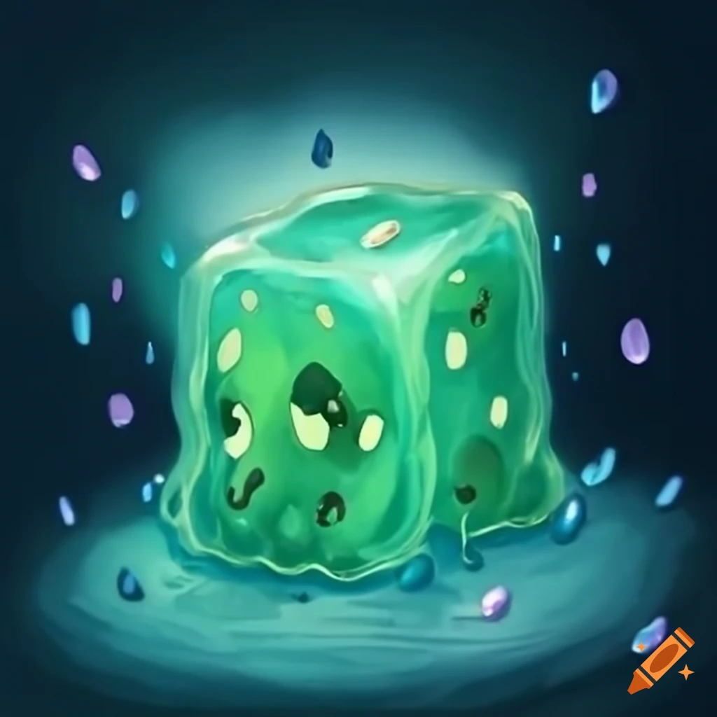 Dnd gelatinous cube creature in an adorable depiction on Craiyon