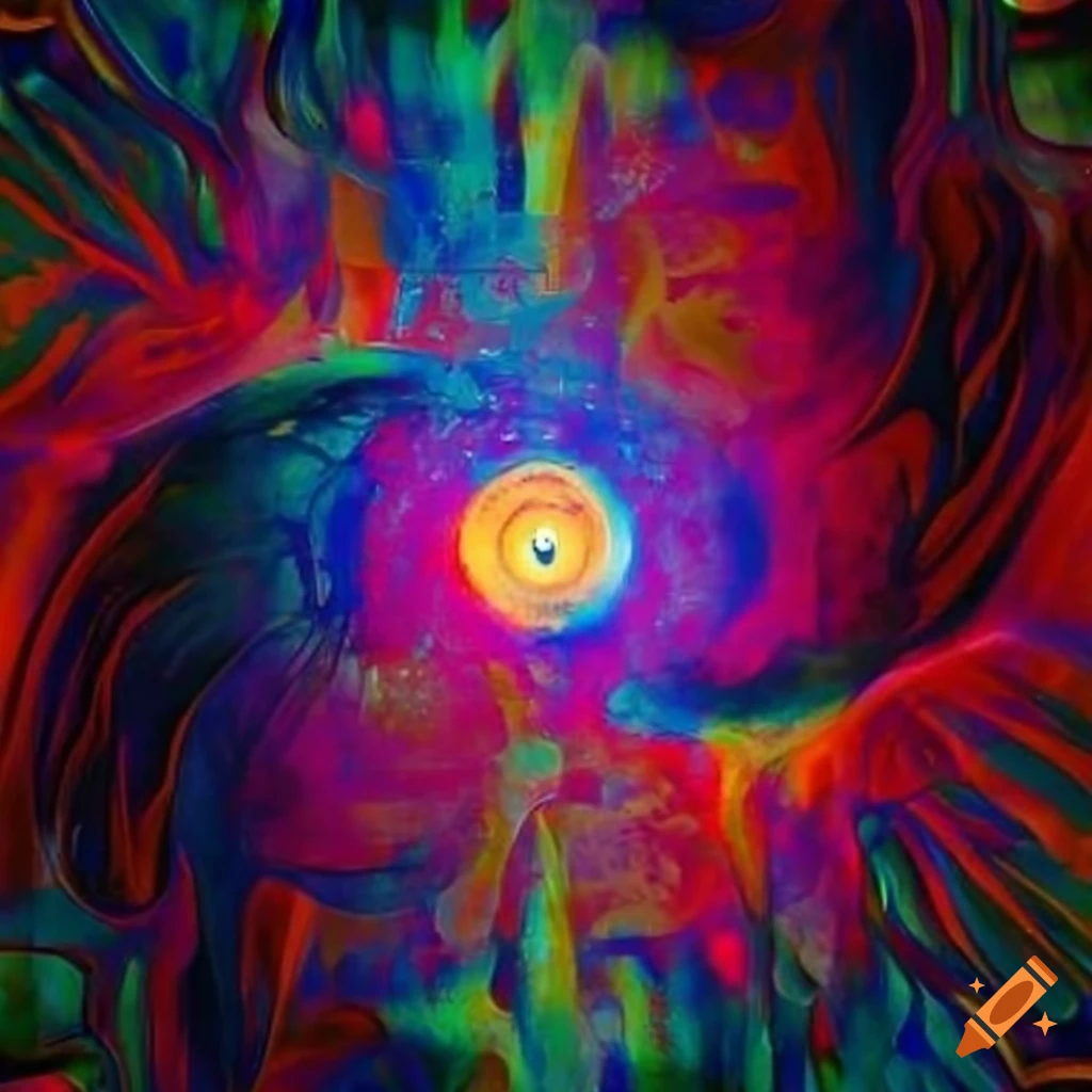 Abstract album cover featuring an eye design on Craiyon
