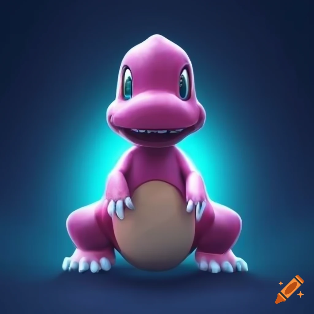 Charmeleon in front of an abstract digital backdrop on Craiyon