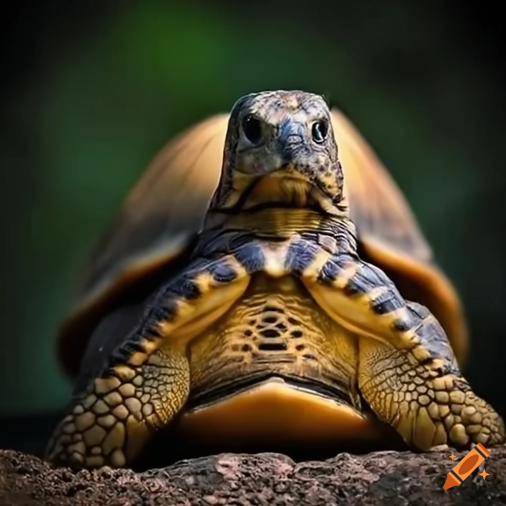 Determined Tortoise racing the Hare in a fable scene on Craiyon