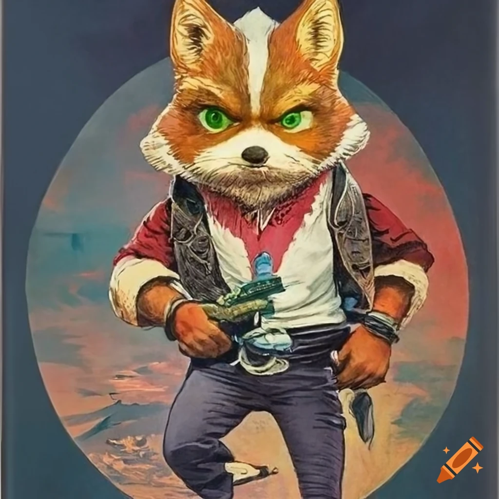Vintage poster of Star Fox by Norman Rockwell and James Gurney on Craiyon