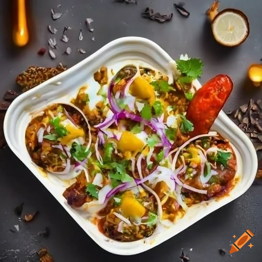 Indian style samosa chaat on Craiyon