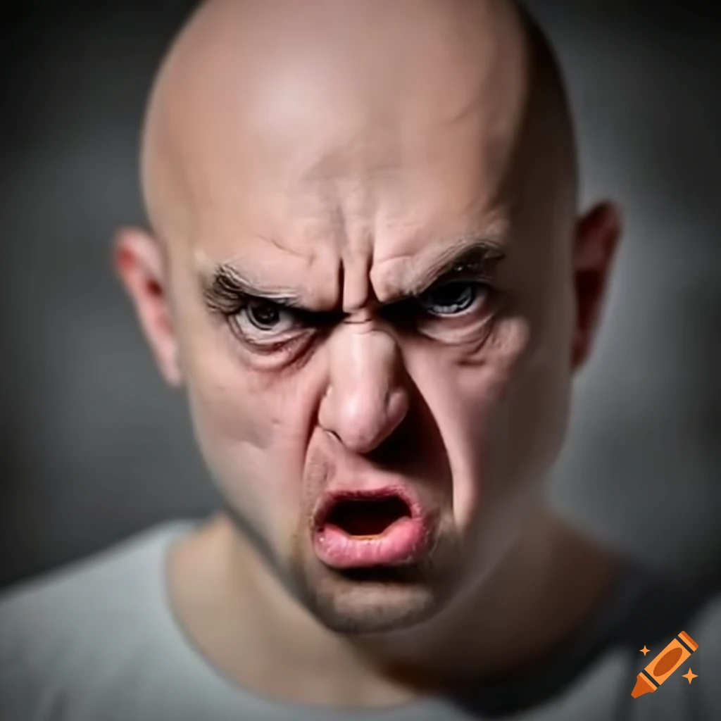 Angry bald man on Craiyon