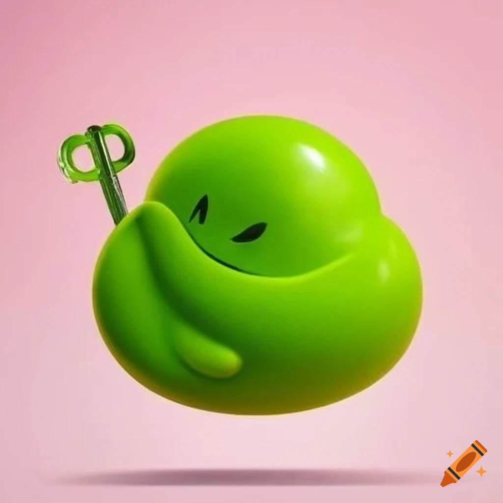Happy green blob holding a green key on Craiyon