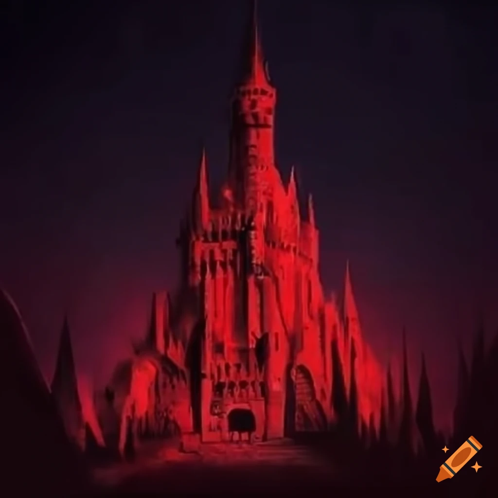 Crimson charcoal castle on Craiyon