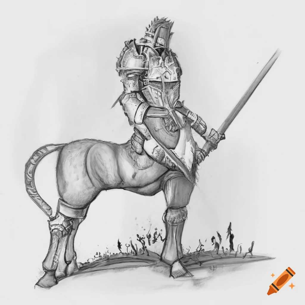 Highly detailed centaur knight in lemon-themed armor on Craiyon