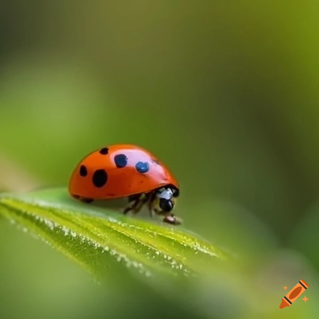 Red ladybug in a green garden on Craiyon