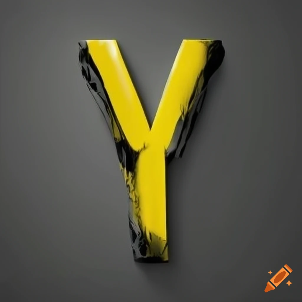 Abstract design with vibrant yellow 'Y' in black and gray hues on Craiyon