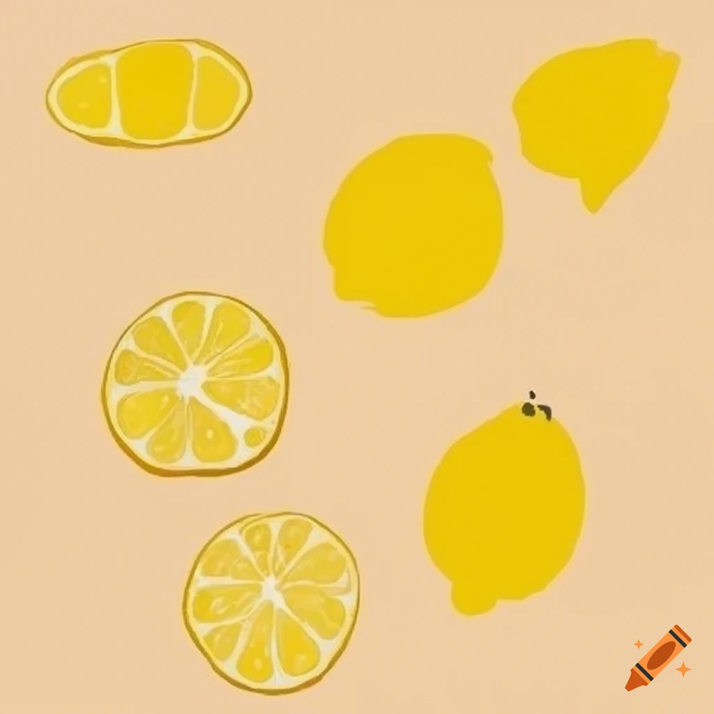 Minimalist lemon wallpaper on cream background on Craiyon