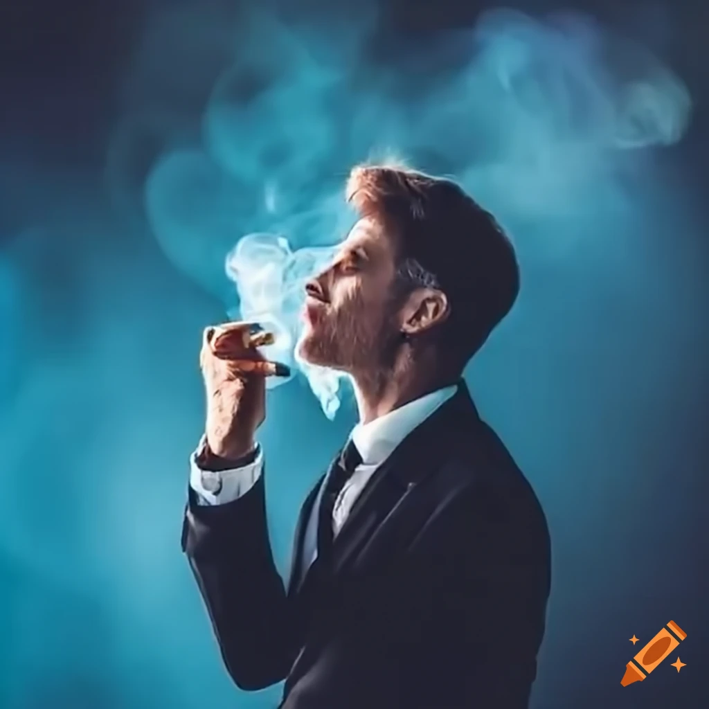 Man in suit smoking a cigar on Craiyon