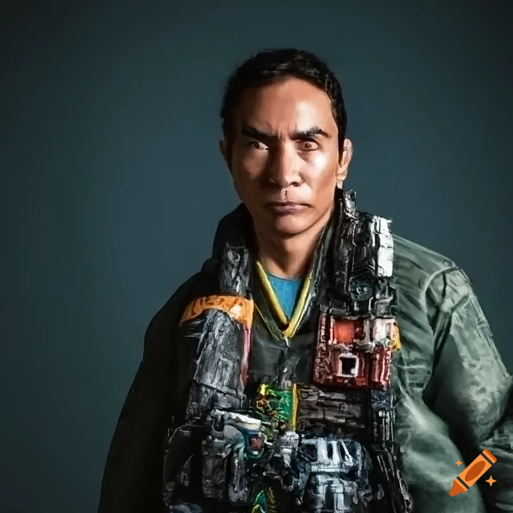 Portrait of a native american battletech pilot on Craiyon