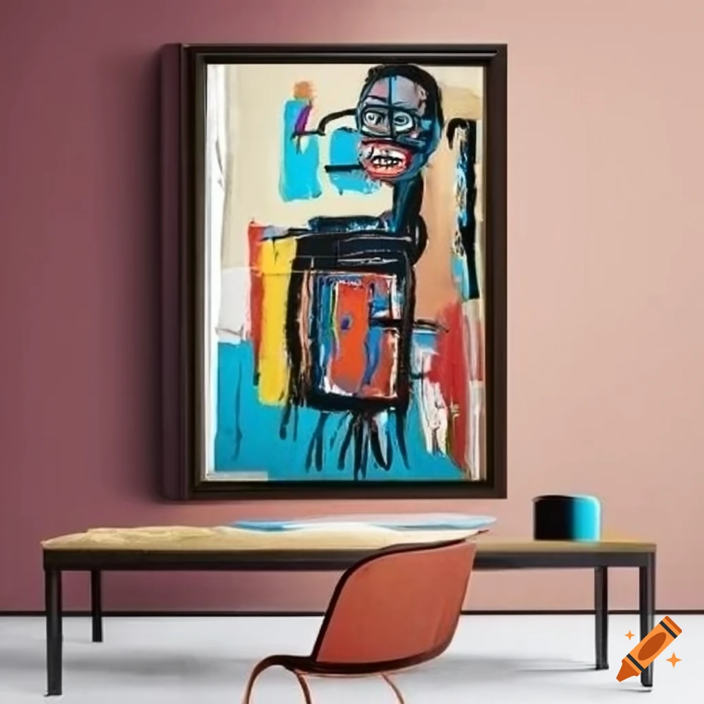 Abstract expressionism art by basquiat in a modern interior on Craiyon