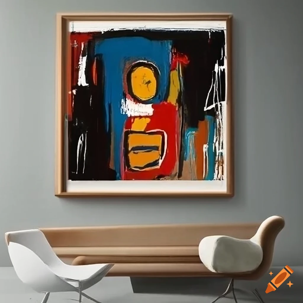 Abstract expressionism art by Basquiat in a modern interior setting on ...